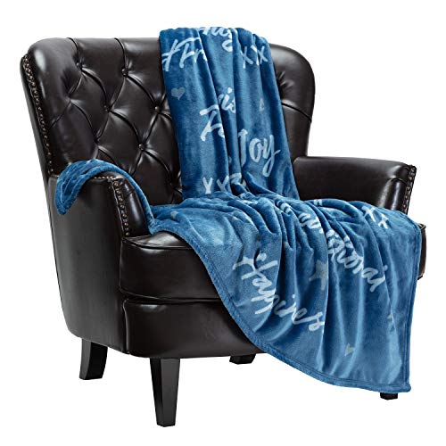 Chanasya Friends Forever Gift Throw Blanket - Super Soft Plush Fleece Laugh Hug Smile Joy Comfort Love Memories Best Friend Forever Gift Throw- for Women Men (50x65 Inches) - Blue Blanket