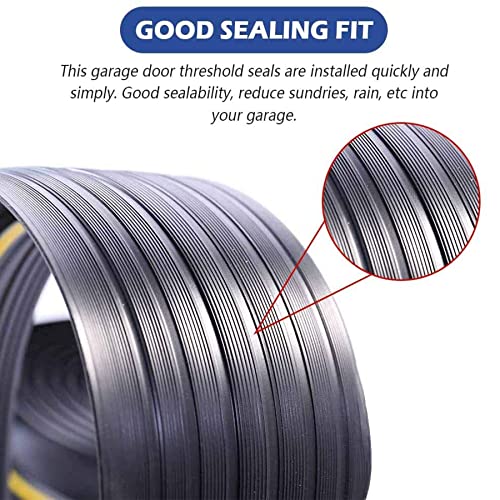 20Ft/6M Universal Garage Threshold Seal Strip with 300ml Black Sealants/Adhesives, Garage Door Bottom Weatherproof Strip Rubber DIY Weather Stripping Replacement(Black)