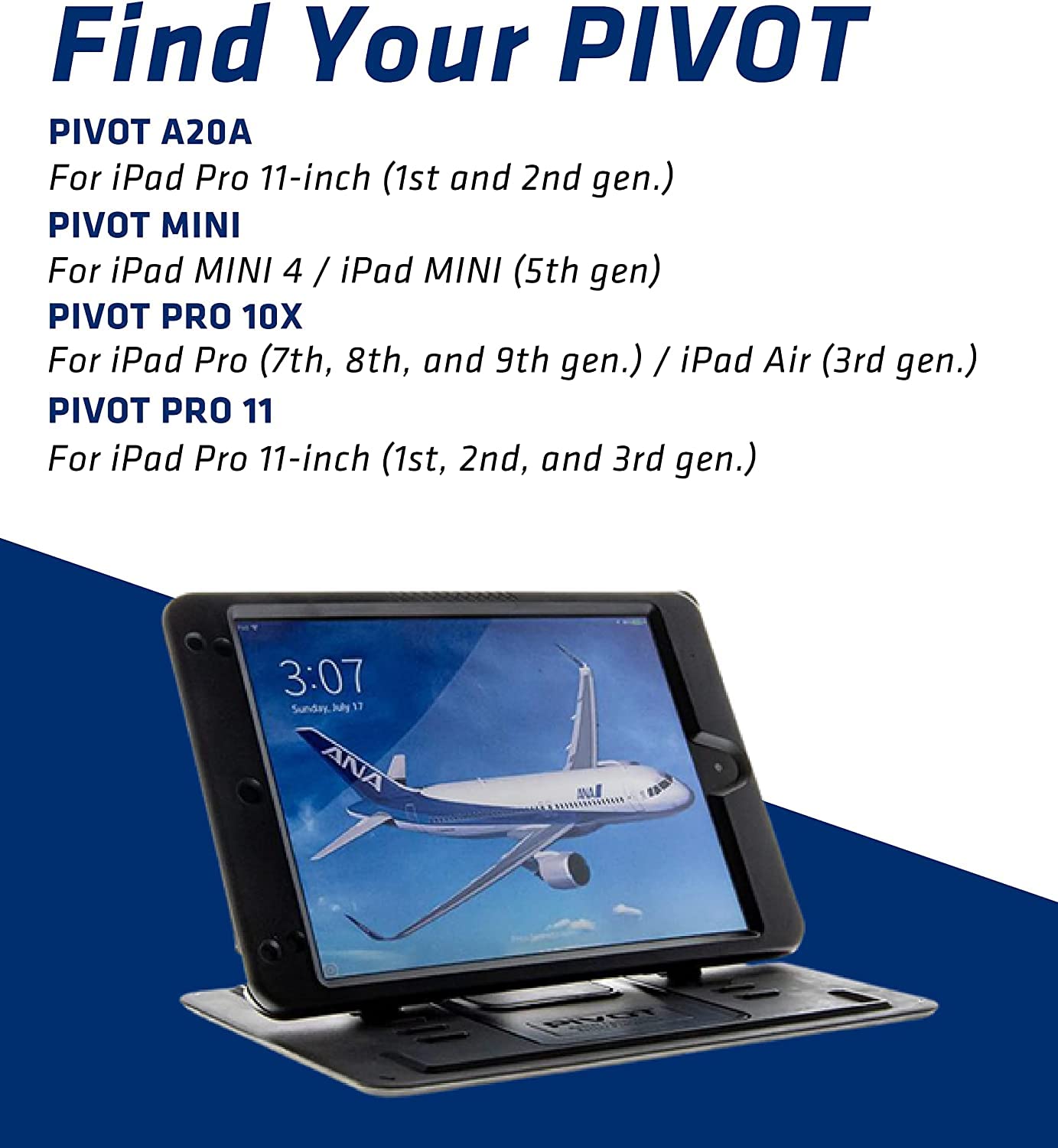 PIVOT MN5 Versatile Tablet Case - Fits iPad Mini 5th gen & iPad Mini 4-360 Degree Protection - for Professional Pilots, General Aviation - Gray