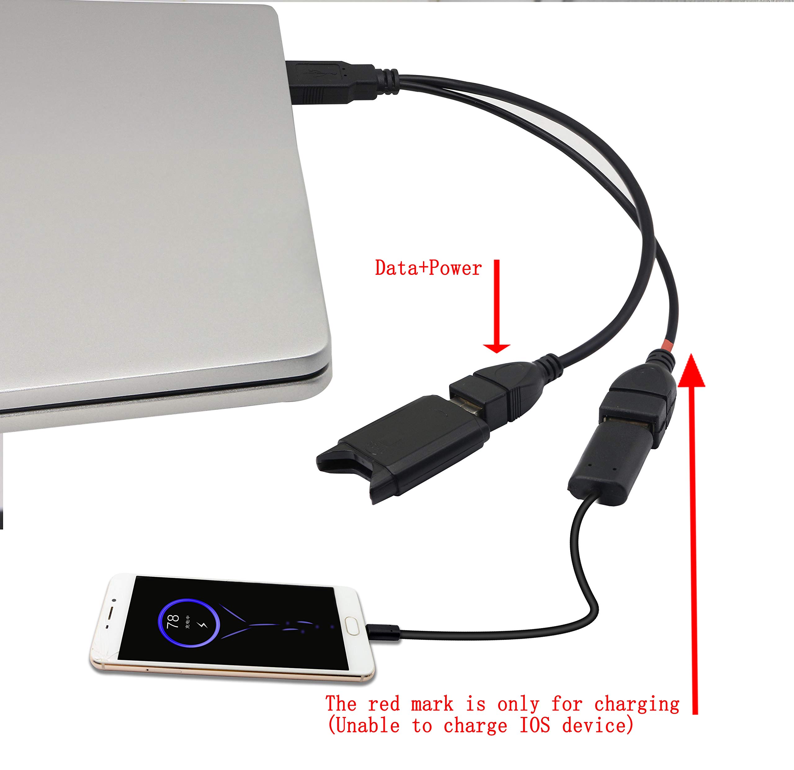 30 cm USB Splitter Cable 2.0 1 Male to 2 Female Jack Y Splitter Hub Adapter Cable YOUCHENG for Tablets Computers and Mobile Phones Etc Only one Port for Data (2-Pack)