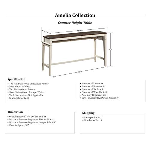 Lexicon Amelia 4-Piece Counter Height Dining Set, Antique White