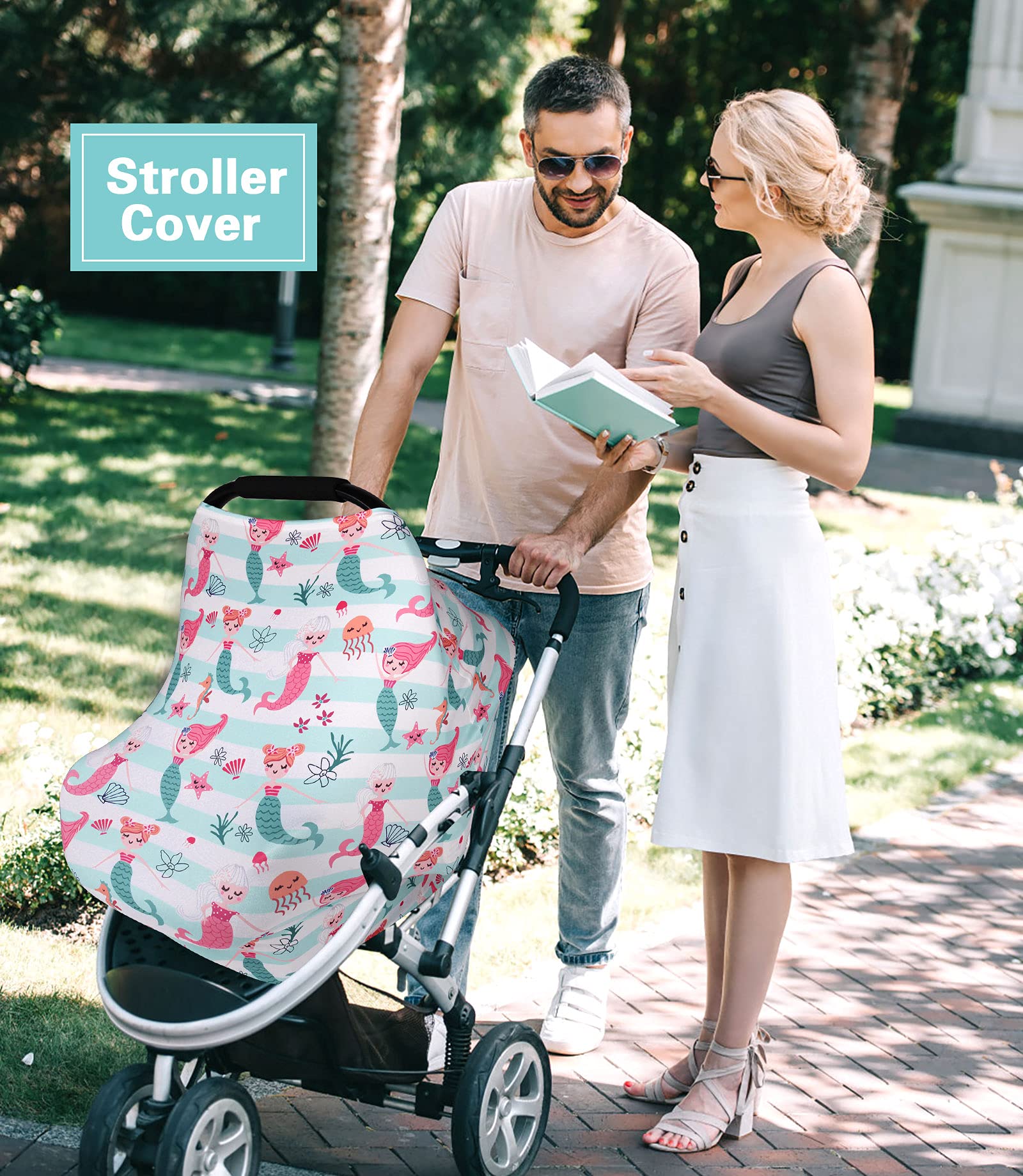 Car Seat Covers for Babies, Infant Carseat Canopies for Boys Girls, Opening Nursing Cover with Breathable Interactive Window, Soft Carrier Cover Newborn Shower Gift
