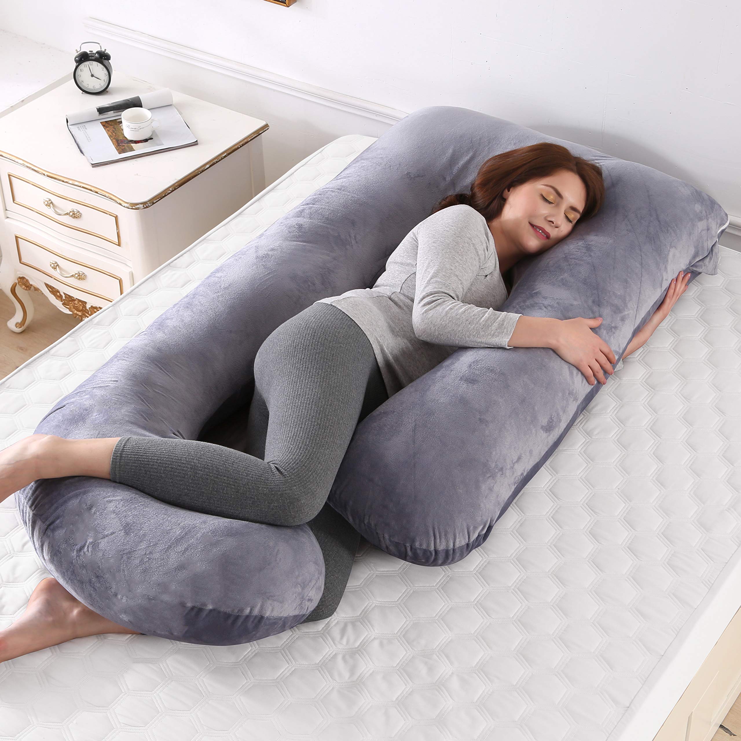 Aidiu u Shaped Pillows Pregnant Body Pillows for Sleeping, Pregnancy Pillows U Shape, Maternity Pillow, Full Body Maternity Pillow,57in, Support Back,Neck,Leg,Foot,Side Sleeper, Washable Cover, Grey