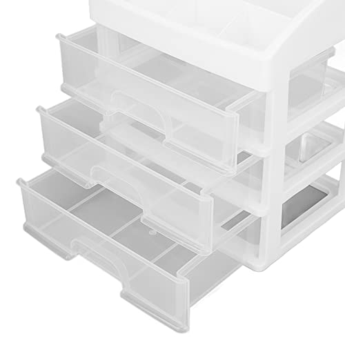 3 Drawer Makeup Organizer, Transparent 3 Floors Dustproof Makeup Organizer Box Classification Storage Pull Out for Cosmetics Shop for Household
