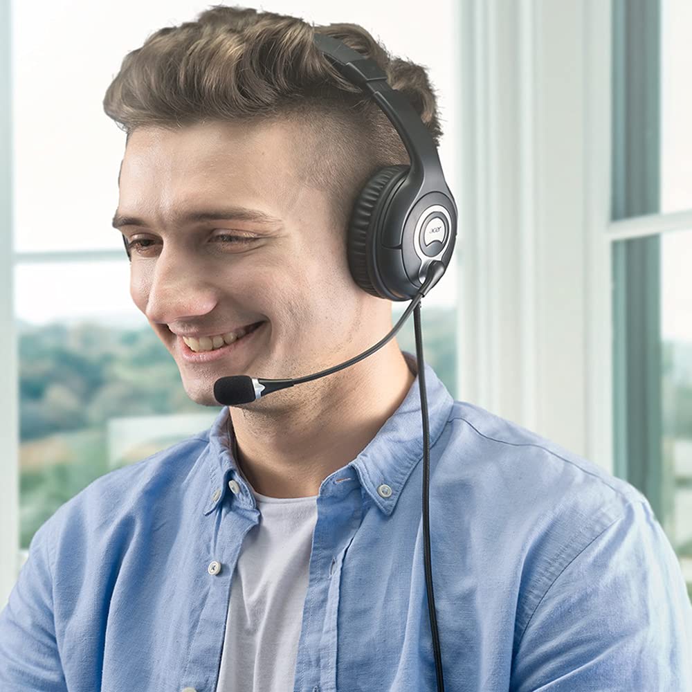Acer EZ321Q wi 31.5" Full HD (1920 x 1080) IPS Monitor (HDMI & VGA Port), White Wired Headset with Flexible Omnidirectional Mic, Adjustable Headband