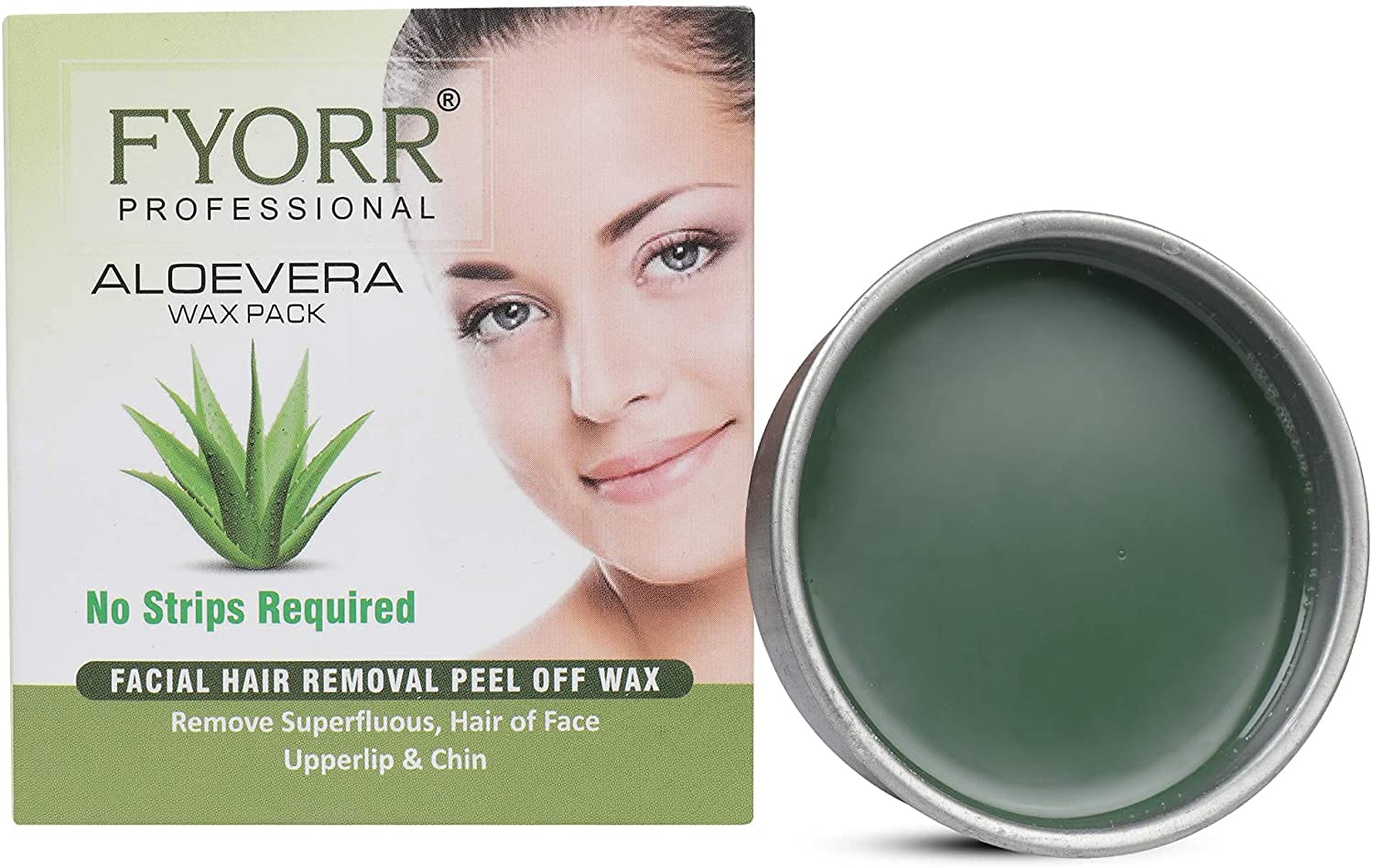 FYORR 80Gram Aloe Vera Katori Peel-Off Wax For Upper Lip, Facial Hair, Eyebrow Free Waxing Wooden Spatula