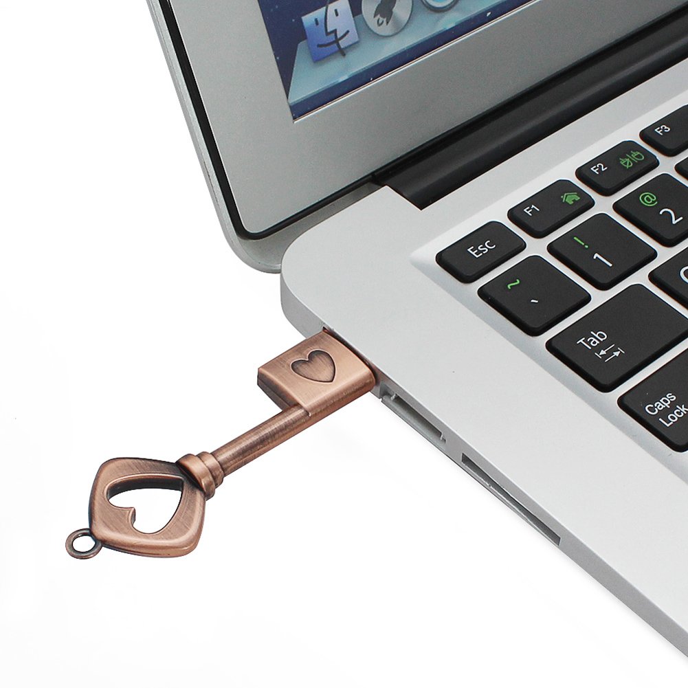 64GB USB 2.0 Flash Drive Metal Heart Key Ring Shape Waterproof Keychain USB Pen Drive Memory Stick Thumb Drives Pendrive
