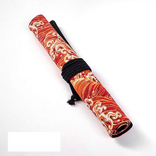 20 Slots Artist Paint Brush Roll Up Bag Holder Canvas Pouch Makeup Case Organizer Rollup Protection(Without Brushes) (Golden spray)