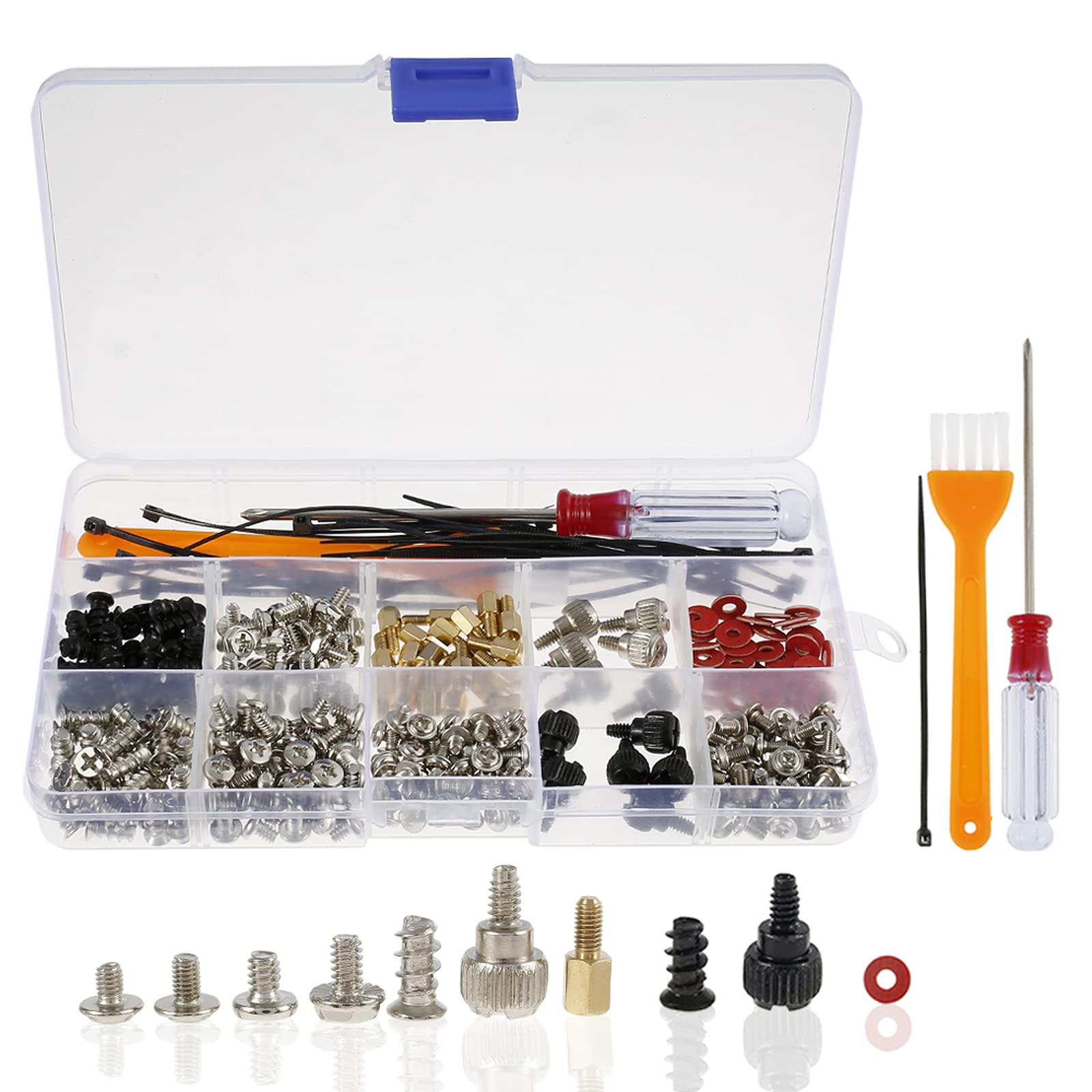 Ebaist Computer Screw Bracket Kit 330, Used for Motherboard Hard Drive Computer Chassis Motherboard Fan Power Supply, with Mini Screwdriver and Cleaning Brush