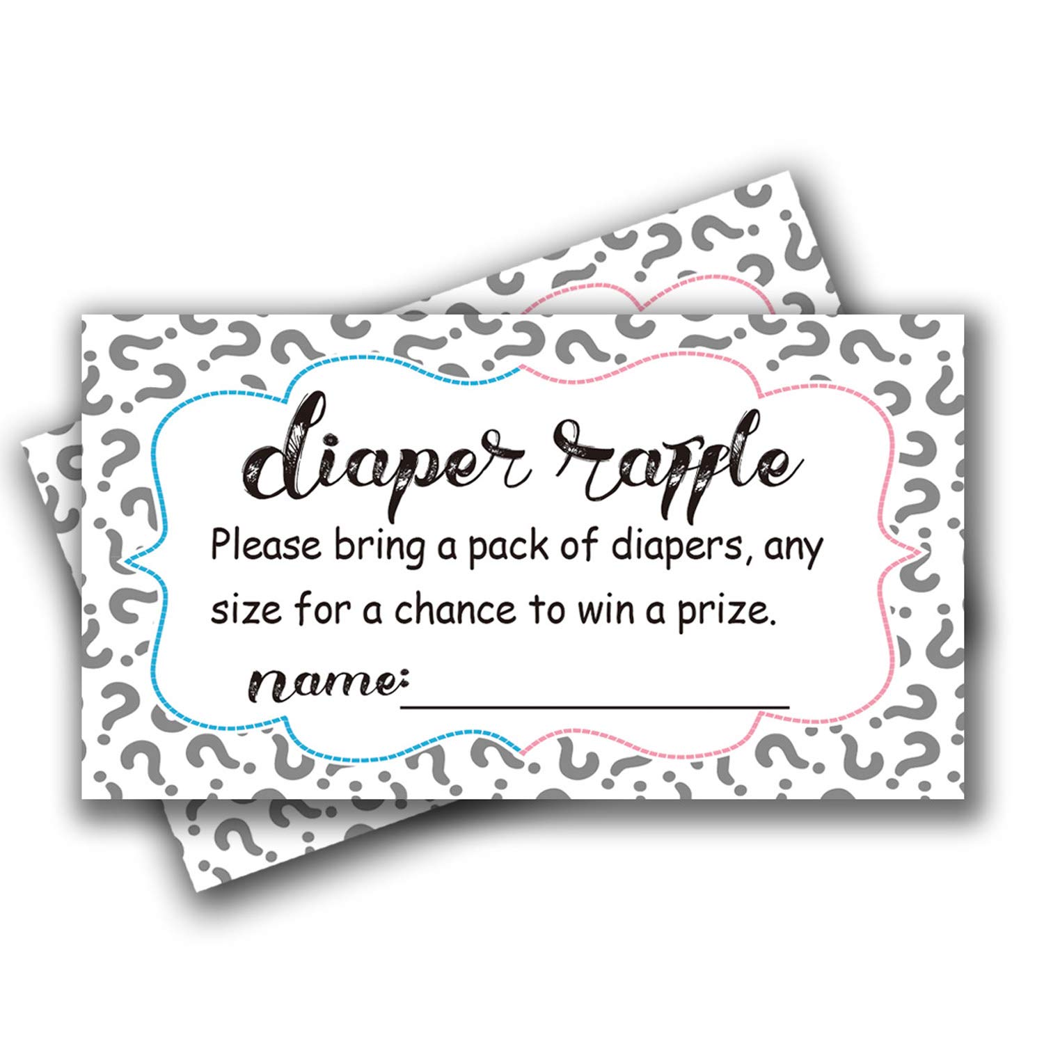 Diaper Raffle Tickets for Baby Shower (50 Count) 3.5" x 2" with Name Line, Baby Shower Game