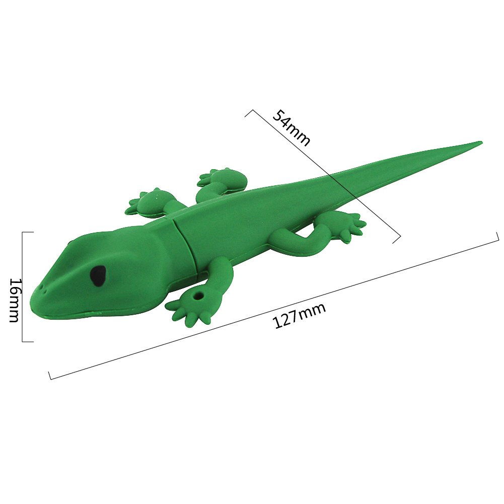 64GB USB 2.0 Flash Drive Cute Animal Green Gecko Lizard Shape Memory Stick Jump Drive Thumb Drives Flashdrive Pendrive