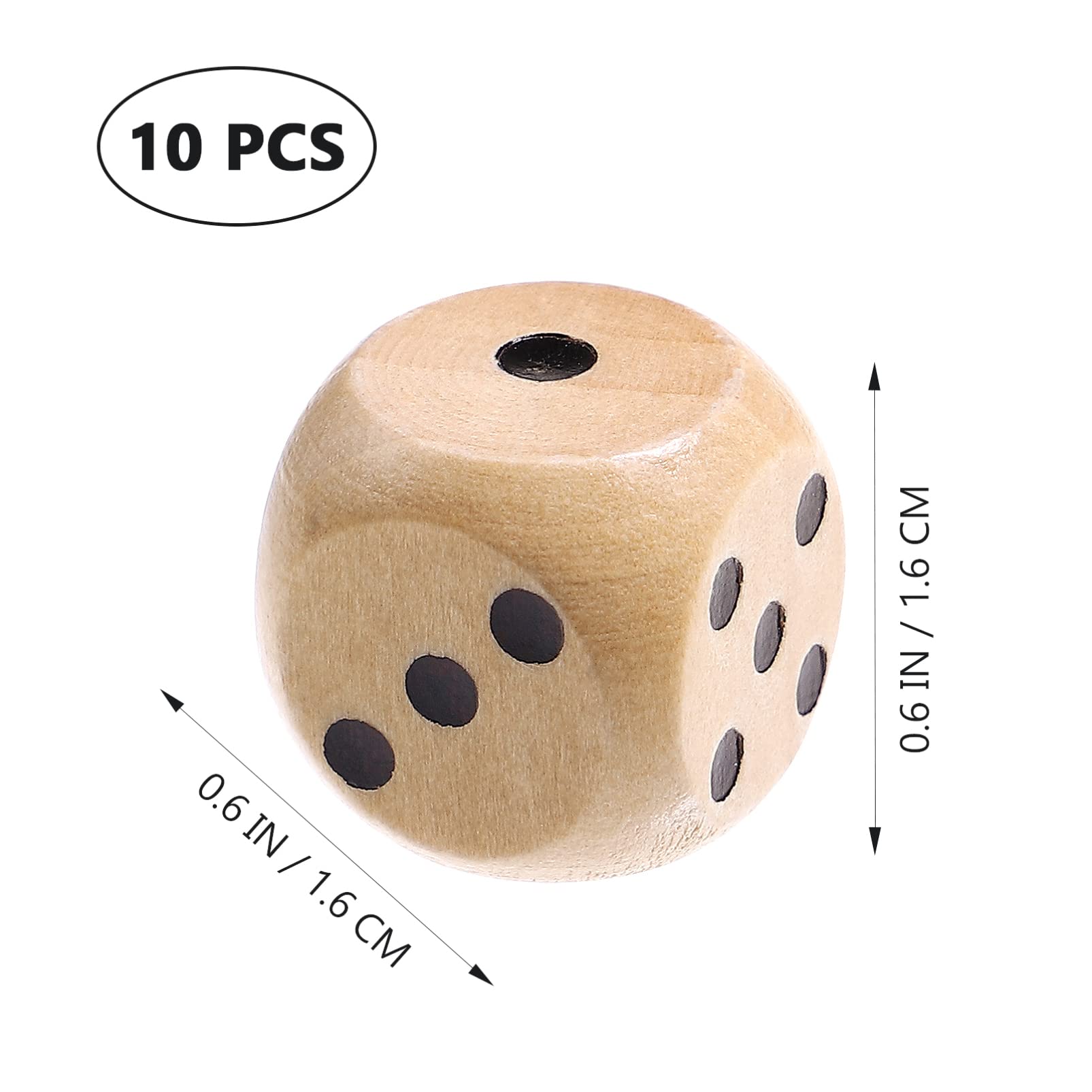 10 Pcs Wooden DIce Set, 6 Sided Game Dice Set, 16mm Mini Dices with Numbers 1-6, Table Dice Game Props for Children Adults