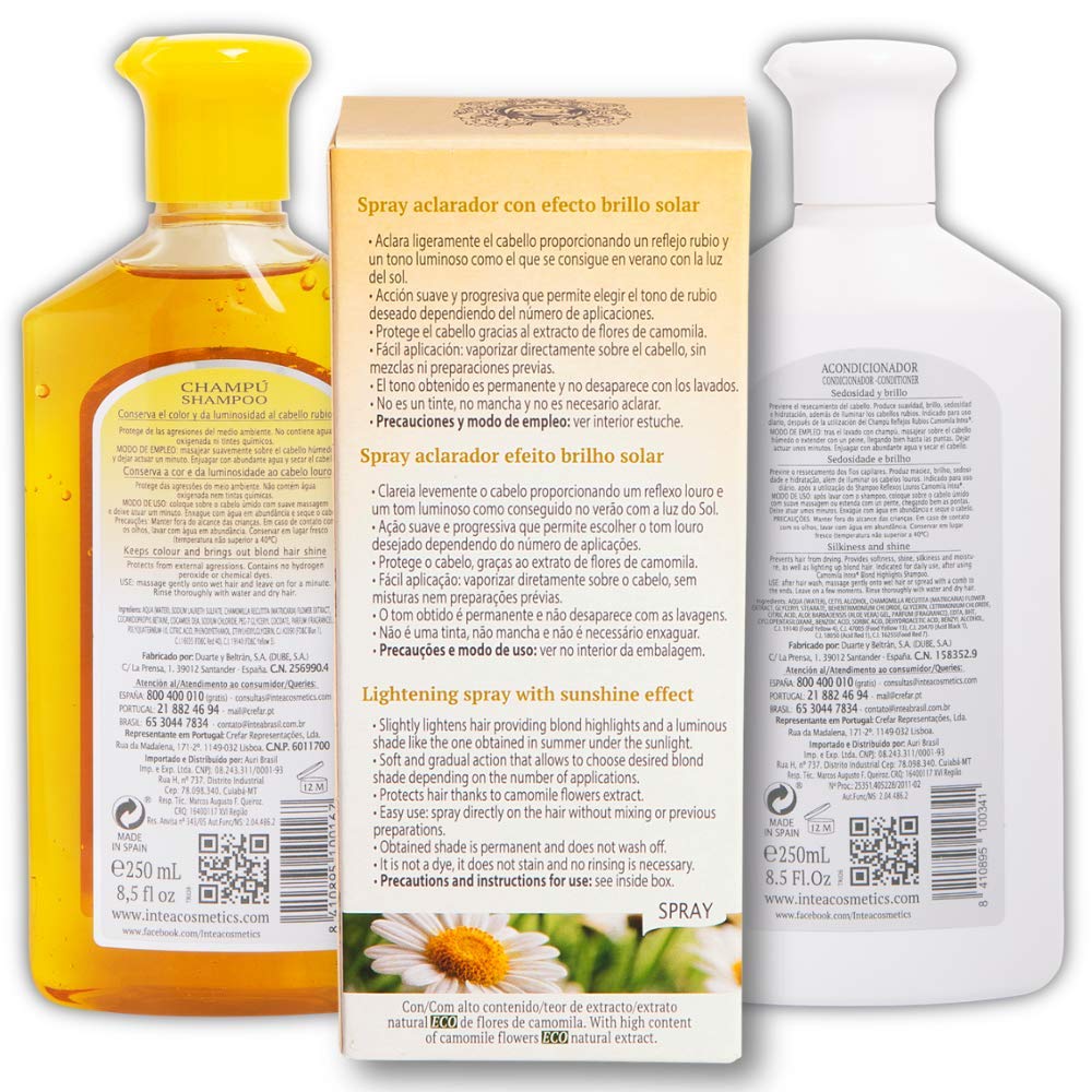 Camomila Intea Shampoo and Conditioner Set - Highlights Enhancer made with Natural Chamomile Extract - Hair Lightener Lotion INCLUDED