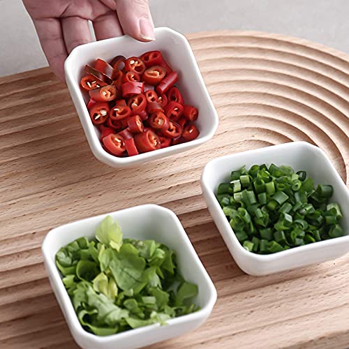 SZUAH 3 oz Ceramic Dip Bowls Set, 8 Pack White Porcelain Mini Dipping Sauce Bowls Condiments Server Dishes- Perfect for Tomato Sauce, Soy, Vinegar, BBQ and Other Party Dinner