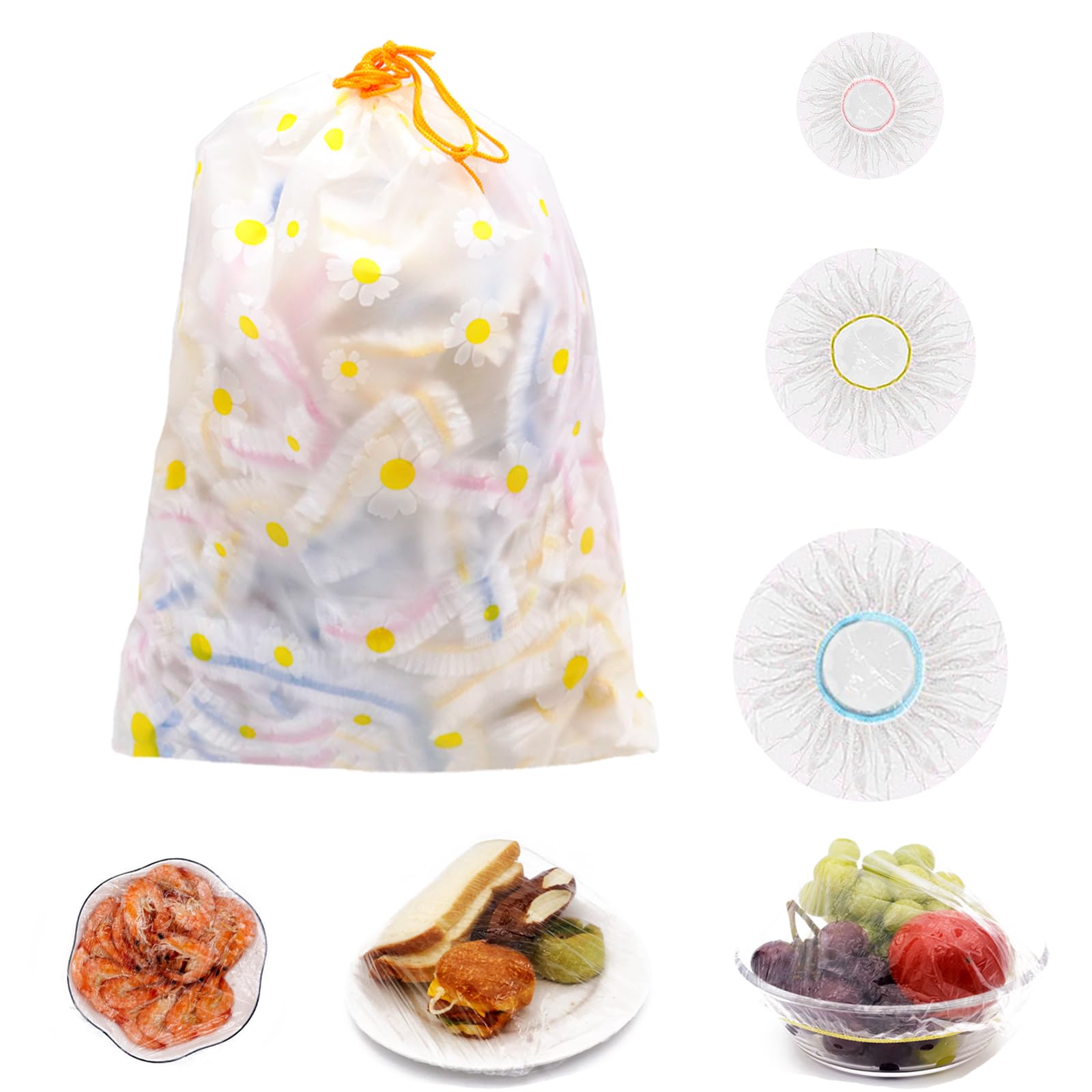 160pcs Fresh Keeping Bags Canning Lids, Plastic Sealing Elastic Stretch Adjustable Bowl Lids,Bowl Covers for Bread Proofing.