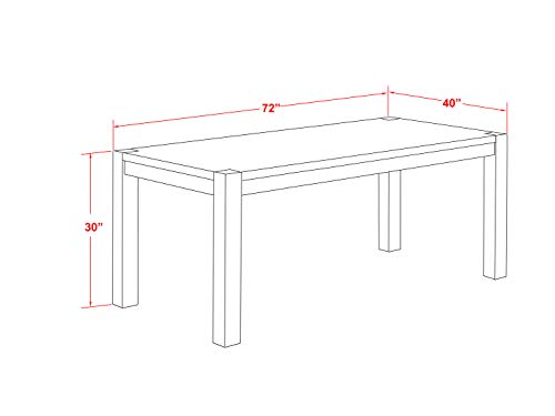 East West Furniture Wooden LM7-0N-T Wood Dining Table Rectangular Tabletop and 72 x 40 x 30-Sandblasting Antique Walnut Finish