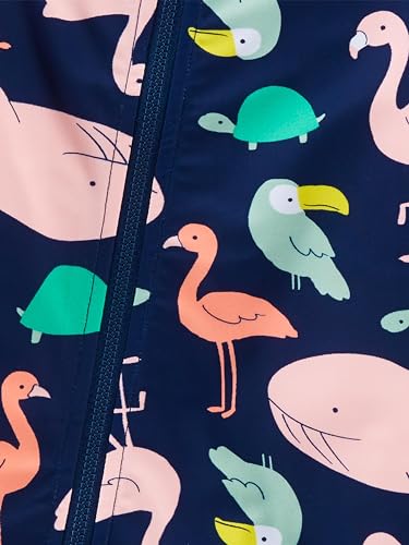Simple Joys by Carter's Girls' 2-Pack 1-Piece Zip Rashguards, Navy Sea Friends/Peach Dots, 6-9 Months