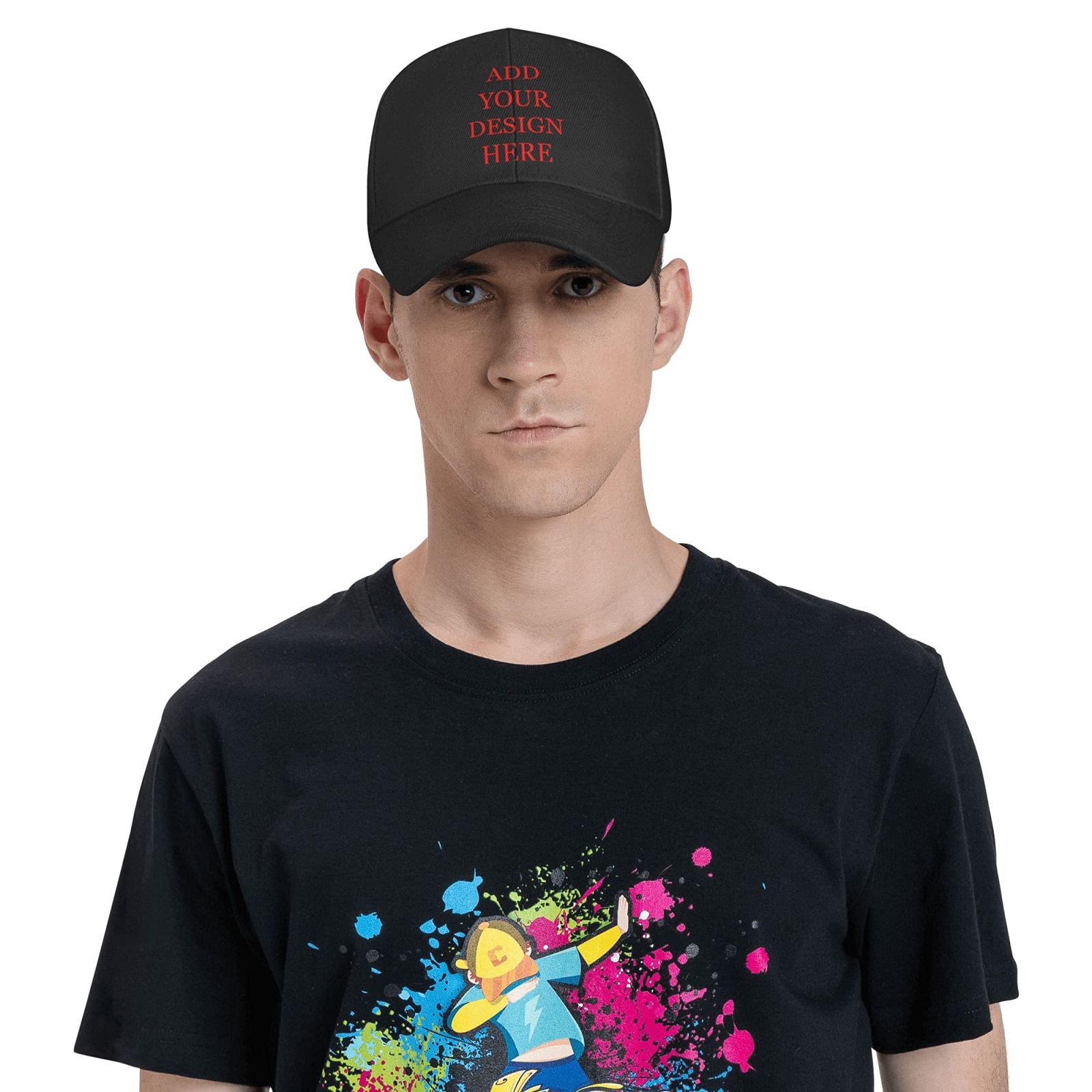 1-30 PCS Custom Hats for Men Design Your Own Personalized Text Photo Logo Fitted Baseball Hat Unisex Snapback (Black)