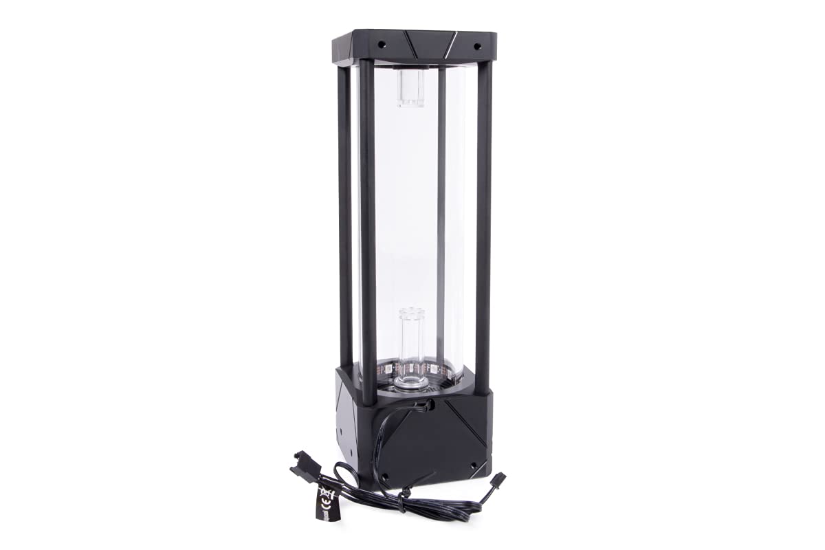 Alphacool Eisbecher Aurora 250mm Glass Reservoir with D5 Body (Pump Not Included), Black/Acetal