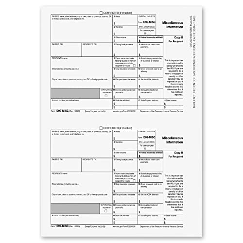 1099 MISC Forms 2023, 1099 MISC Laser Forms IRS Approved Designed for Quickbooks and Accounting Software 2023, 4 Part Tax Forms Kit, 25 Vendor Kit - Total 54 (105) Forms
