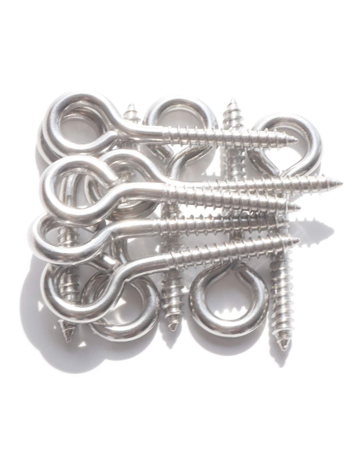 IMScrews 10-Pack Stainless Steel Heavy Duty Screw Eyes, #18 x 3-1/4 Inch, Lag Eyebolt for Hanging, Rust-Resistant Long Eyelet Screws, Ideal for Indoor and Outdoor Use