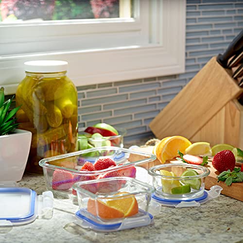 1790 Glass Food Storage Containers with Lids - 9 Pack - Glass Meal Prep Containers, Airtight Glass Lunch Boxes, Approved & Leak Proof Heat Resistant Up to 550℉ (18 Total Pieces)