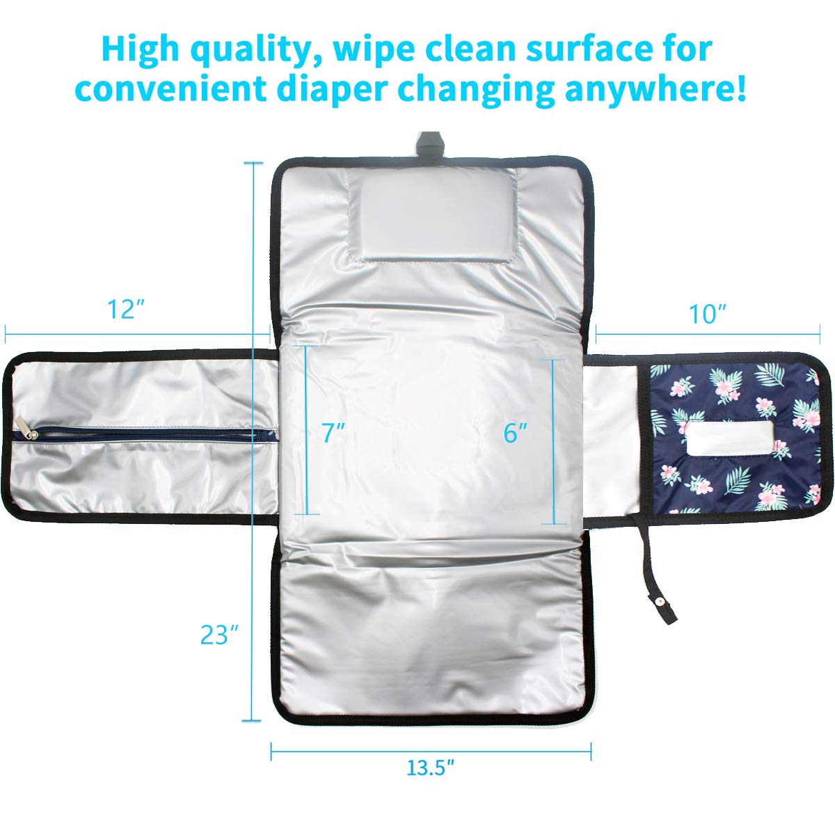 Portable Baby Diaper Changing Pad Waterproof, Portable Changing Pad for Diaper Bag with Pocket | Easy to Clean |Diaper Changing Mat