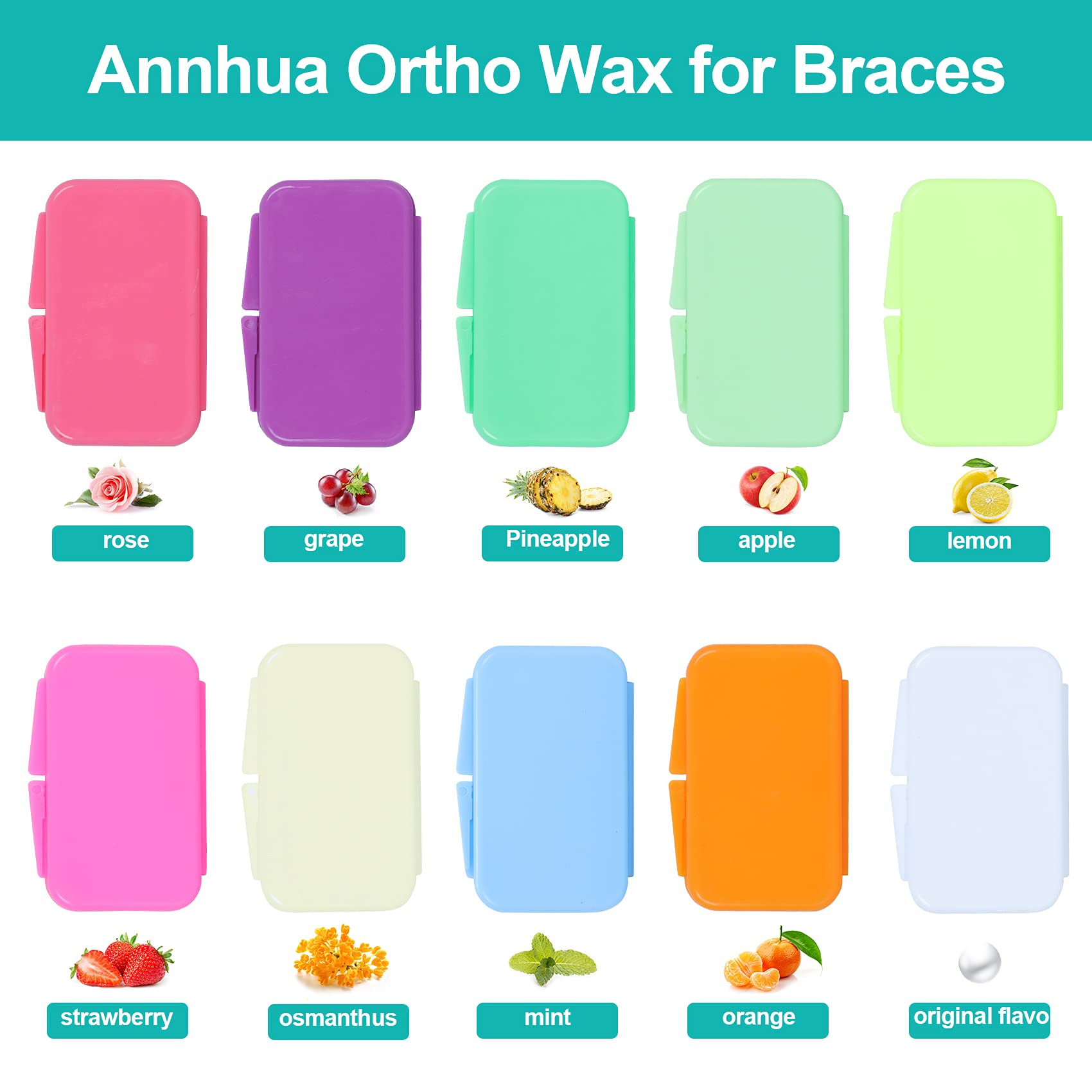 Annhua Orthodontist Braces Wax Ortho Dots 10 Pack for Aligners, Braces Wearer, Brackets, Invisible-lingers, Dental Orthodontic Wax Strips White - Unscented & Flavorless