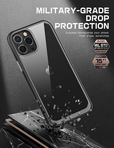 SupCase Unicorn Beetle Style Series Case Designed for iPhone 12 Pro Max (2020 Release) 6.7 Inch, Premium Hybrid Protective Clear Case (Black)