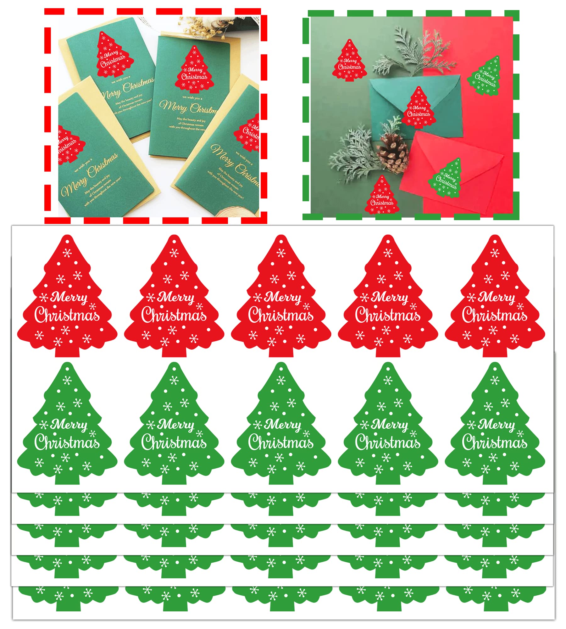 300 Pcs Christmas Envelope Seal Stickers Christmas Tree Labels Merry Christmas Stickers for Gift Invitation Greeting Card Envelopes - Christmas Tags Xmas Holiday Stickers for Christmas Party Favors