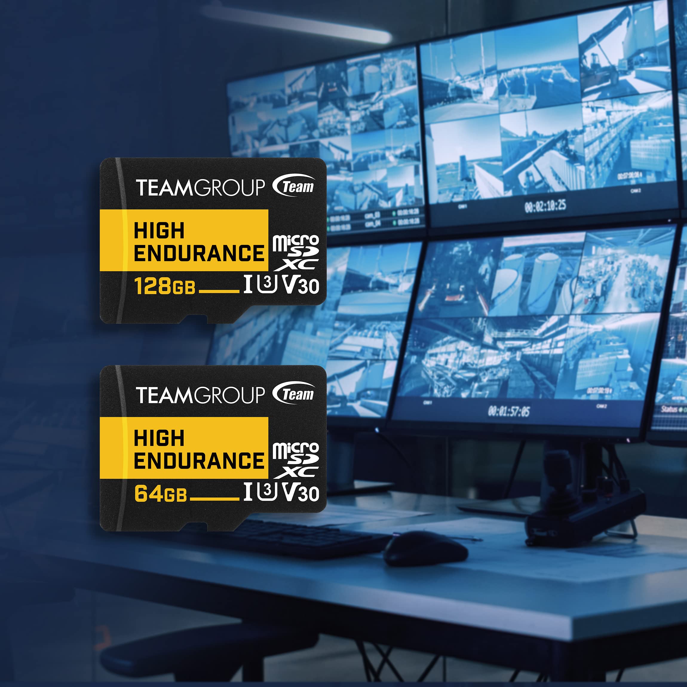 TEAMGROUP HIGH Endurance 256GB Micro SDXC UHS-I U3 V30 4K 100MB/s (Designed for Monitoring) Stable Durable Long Lasting Flash Memory Card, Support 4K & Full HD Video Recording TTUSDX256GIV3002