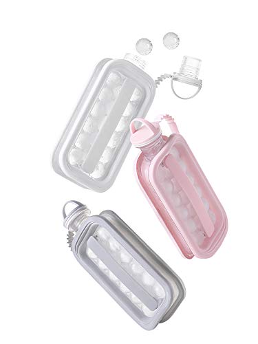 LittleStar Ice Cube Trays 2 in 1 Portable Ice Ball Maker Kettle With 17 Grids Flat Body Lid Cooling Ice Pop/Cube Molds For Hockey,Cocktail,Coffee,Whiskey,Champagne,Beer,Juice,(White)