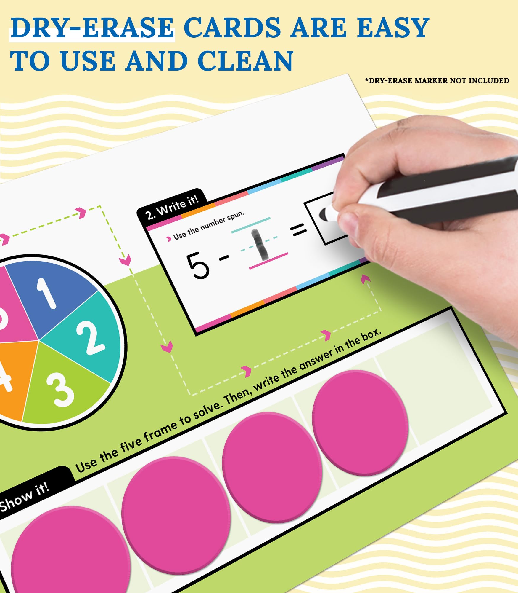 Carson Dellosa Edu-Clings Silicone Center Ten Frame Manipulative—Grades K-1 Dry-Erase Mats and Math Manipulatives for Addition, Subtraction, Place Value Learning (22 pc)