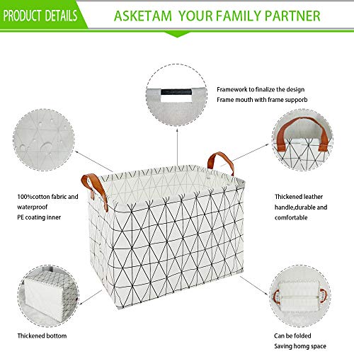 ASKETAM Kid Cute Rectangle Toy Box for Girl, Baby Collapsible Toy Storage Bin Nursery Child Playroom Bedroom Decor Clothes Storage Bin Gift Basket(Geometric diamond)