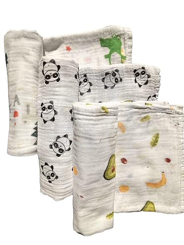 100% Organic Cotton Unisex Muslin Swaddle Blanket for Baby 3 Pack Hypoallergenic Breathable Baby Essentials Registry