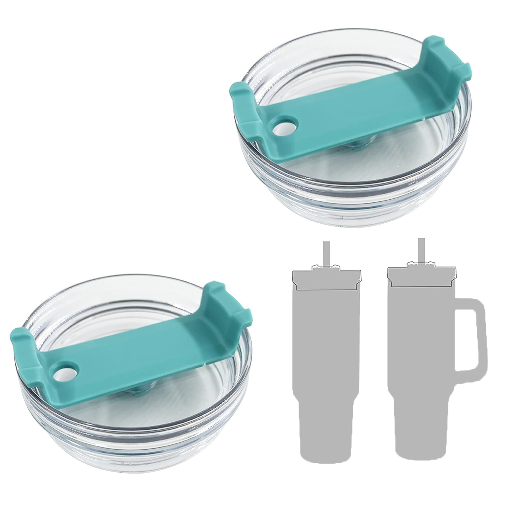 2 Pack 40 OZ Tumbler Lid Compatible for Stanley Quencher, Spill Proof Splash Resistant Stainless Steel Tumbler Covers Fit for Stanley and More Coffee (Dark Green, 40oz-1.0)