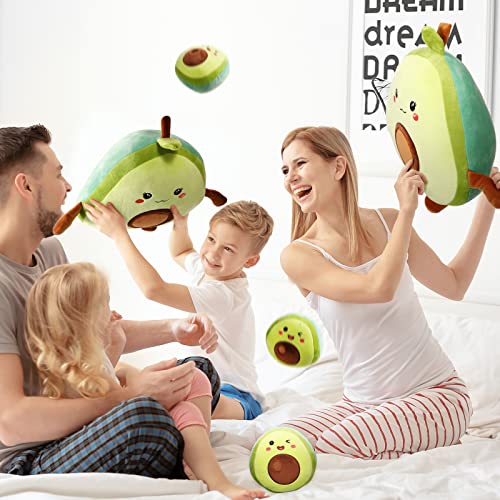 4 Pieces Soft Pillow Stuffed Toy Food Pillows Fruit Plush Pillow Kids' Plush Toy Pillows Fruit Hugging Cushion for Home Bedroom Office Supplies (Avocado)