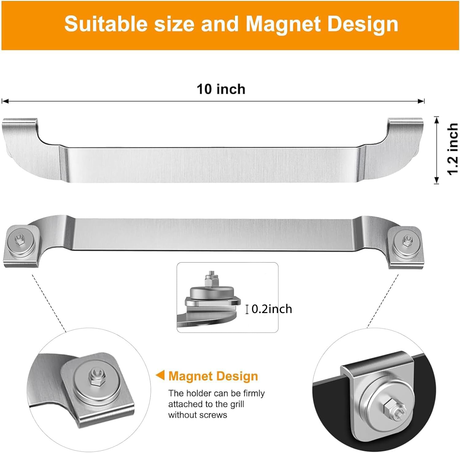 10 Inch Griddle Spatula Holder, Stainless Steel Grill Barbecue Tool Rack Curved Design, Griddle Accessories for Blackstone Flat Top Griddle and Other Grill Griddles (1 Pcs)