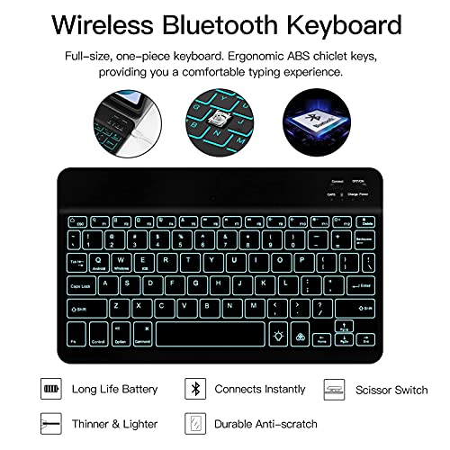 Keyboard Case for Samsung Galaxy Tab S6 Lite 10.4" 2024/2022/2020, Smart case with 7color Backlight Detachable Wireless Keyboard Cover with S Pen Holder (S6 LITE)