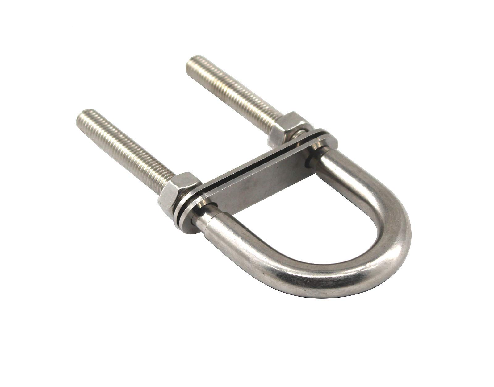 304 Stainless Steel U-Shaped Bolt Set with Nuts and Plates M5x78MM Marine Boat Yacht Fitting Acceossaries Deck Hardware Pack of 4