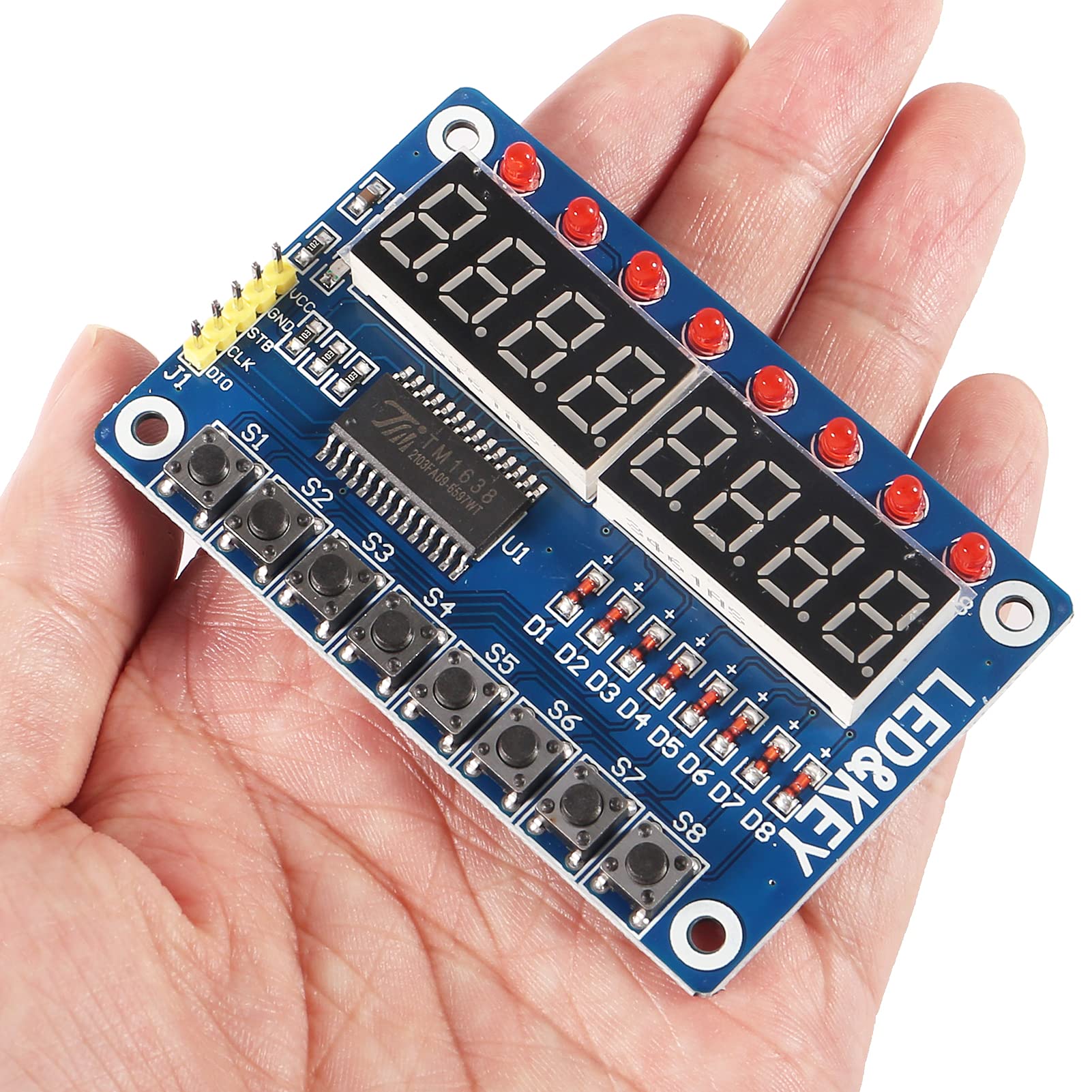 AITRIP 4PCS 8-Bit LED Digital Tube 8 Keys TM1638 Display Module Compatible with AVR for Arduino ARM