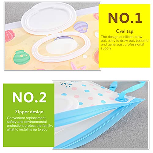 6 Pack Baby Wet Wipe Dispenser, Portable Refillable Wet Pouch Bags Baby Wipe Container, Baby Travel Wipes Holder Carrying Case (Color2)