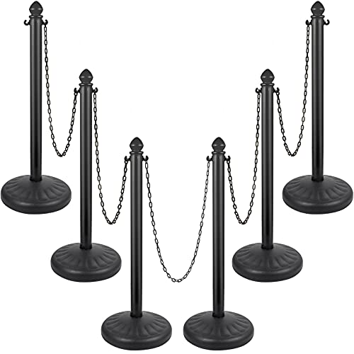 VEVOR Plastic Stanchion, 6pcs Chain Stanchion, Outdoor Stanchion w/ 6x39.5inch Long Chains, PE Plastic Crowd Control Barrier for Warning/Crowd Control at Restaurant, Supermarket, Exhibition, City Mall