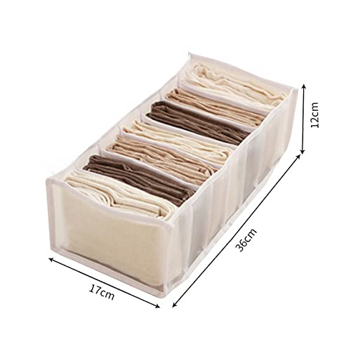 2PCS Clothes Organizer(7 Grids)Drawer Dividers for Clothes - Foldable Grid Storage Box with Multiple Layers