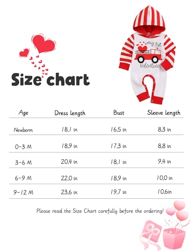 TUEMOS baby-girls Newborn Easter My 1St Letter Rabbit Stripe Hoodie Romper Outfit, Valentine-b, 0-3 Months