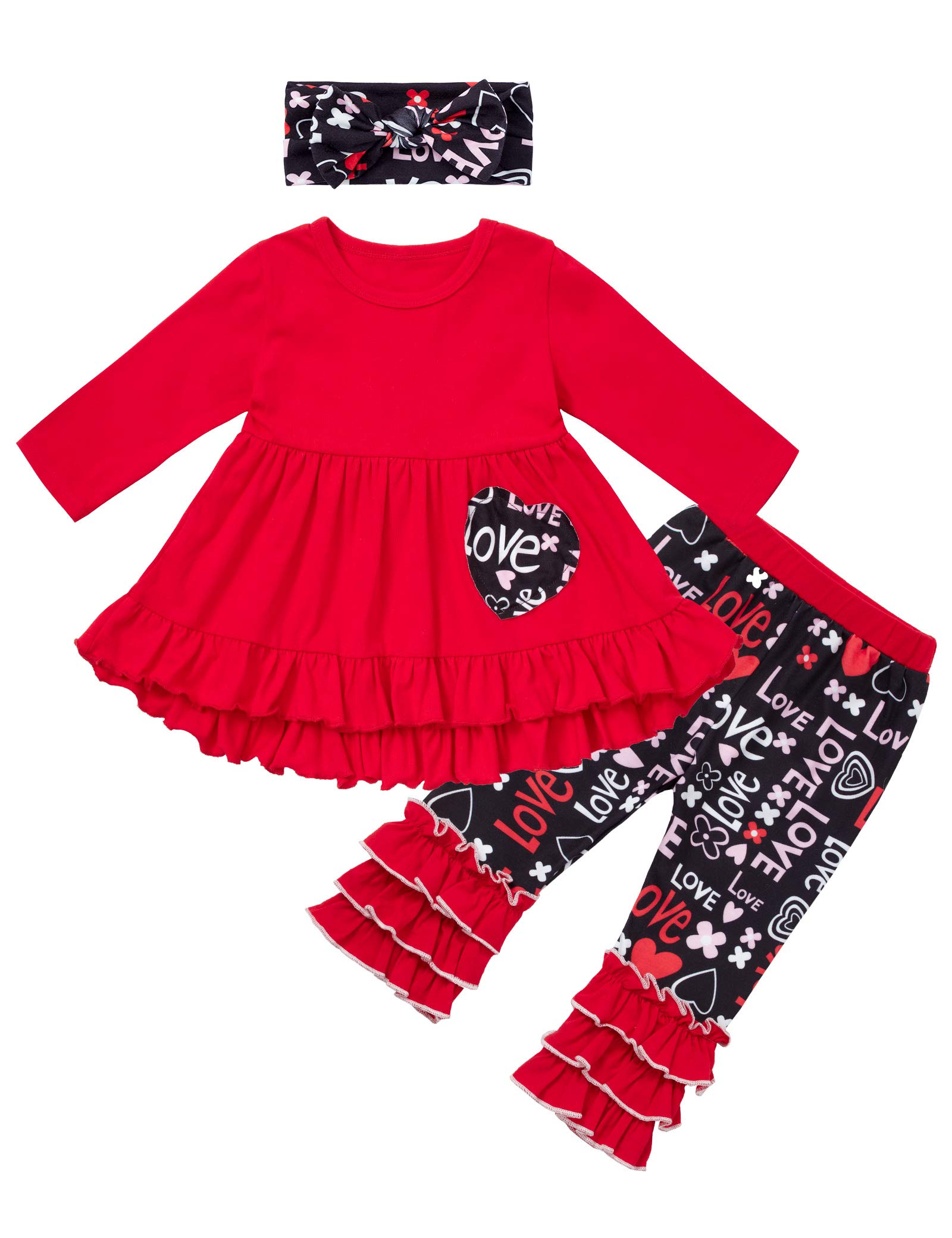 DONWEN Valentine Baby Girl Outfit 12-18 Months Baby Valentine Outfits Clothes Long Sleeve Shirt Tops Valentine Outfit Baby Girl