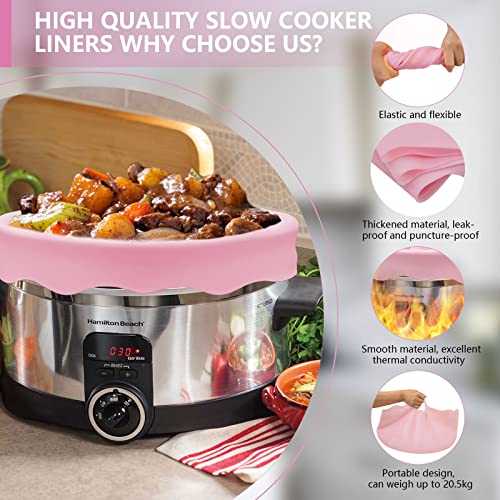 3 Pack Slow Cooker Liners Leakproof Newly Upgraded, Easy Clean Crock Pot Liners Reusable Silicone Bag Liners Fit 7-8 Quarts Oval or Round Pot