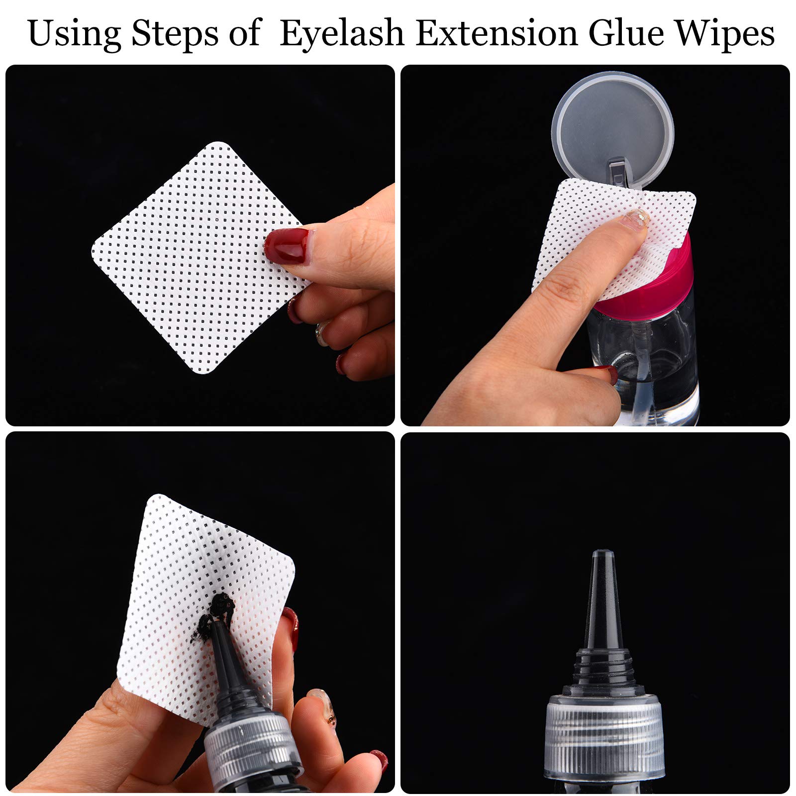 800 Pieces Eyelash Extension Glue Wipes Non-woven Fabric Glue Wipes Absorbent Nail Polish Remover Wipes Lash Supplies Accessories Tools for Eyelash Extension Glue and Nail Polish Bottle