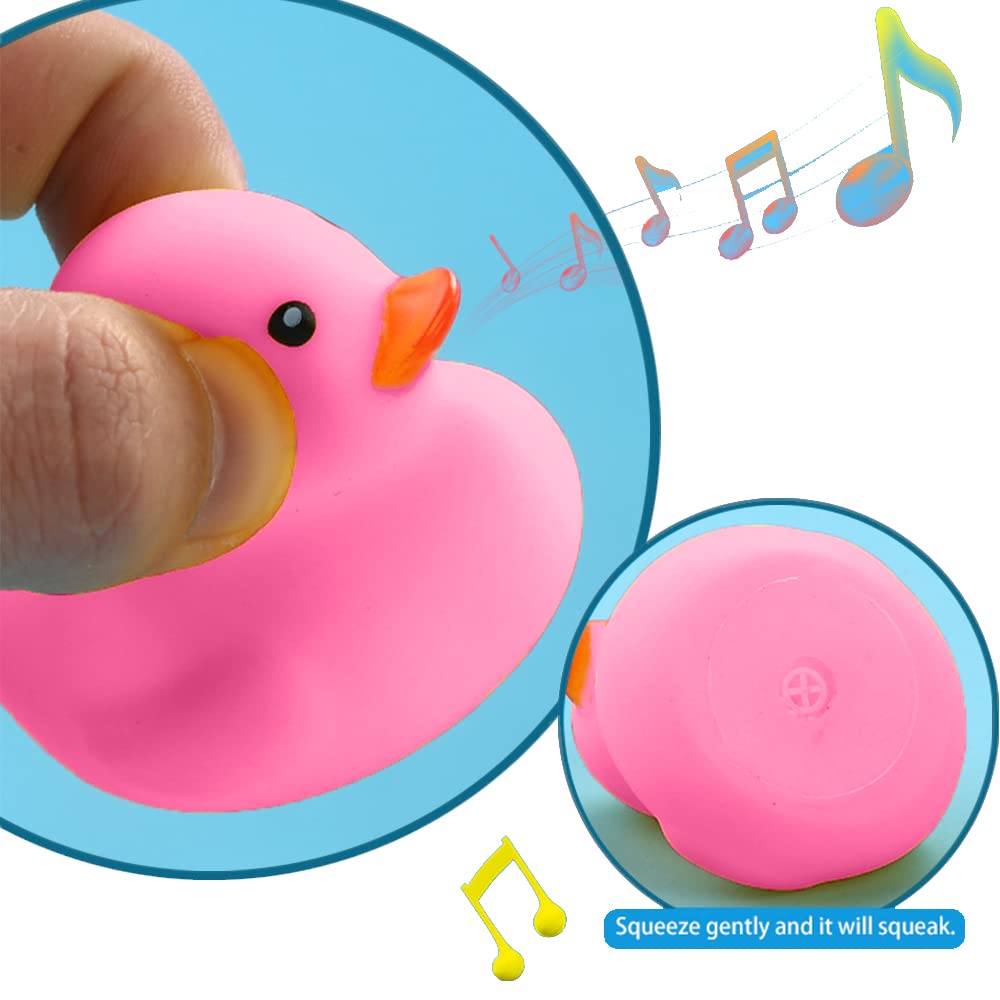 16PCS Pink Rubber Duck Kids Bath Duck Toys ,Squeak Rubber Ducks in Bulk Valentine's Day Rubber Ducks Baby Shower Duck Decorations Party Favors (2.2ββ)