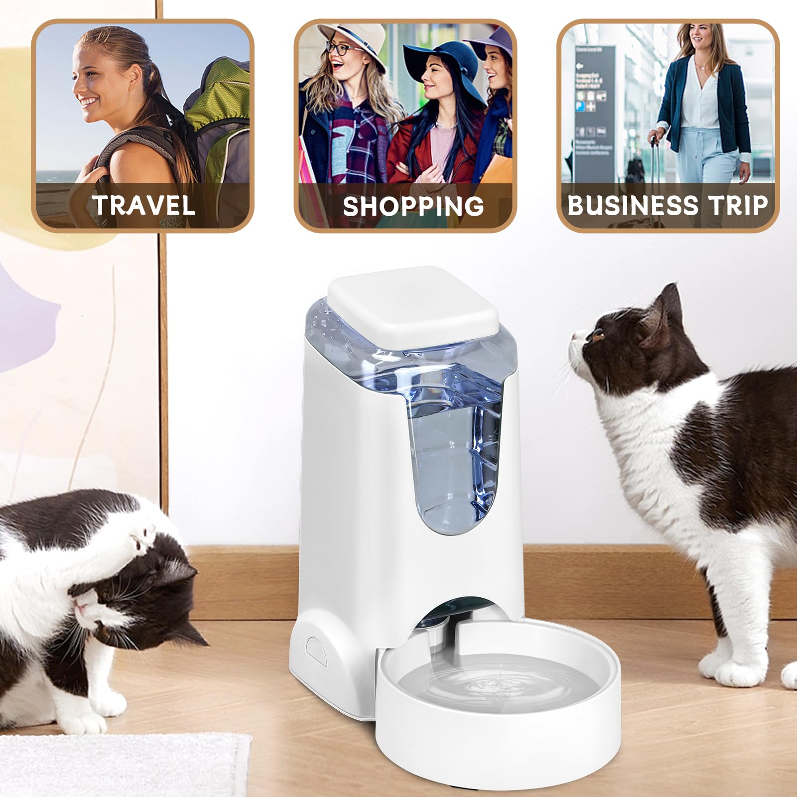2 Pack Automatic Cat Feeder and Water Dispenser Dog Gravity Food Feeder and Waterer Self Feeding Bowls for Small Medium Pets Puppy Kitten (White)